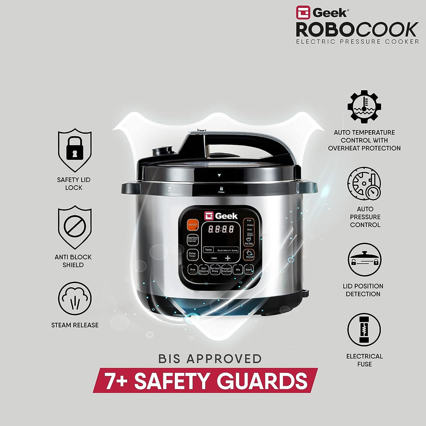 Buy Robocook 6L Stainless Steel Electric Pressure Cooker Online