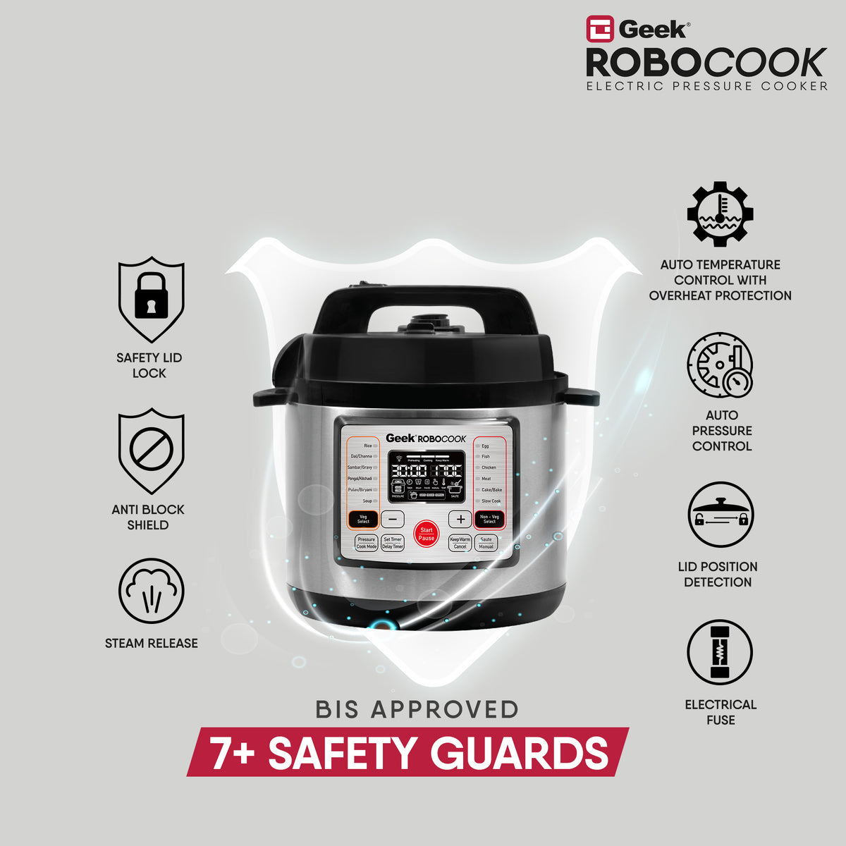 Shop Geek Robocook Hexa 6L Electric Pressure Cooker